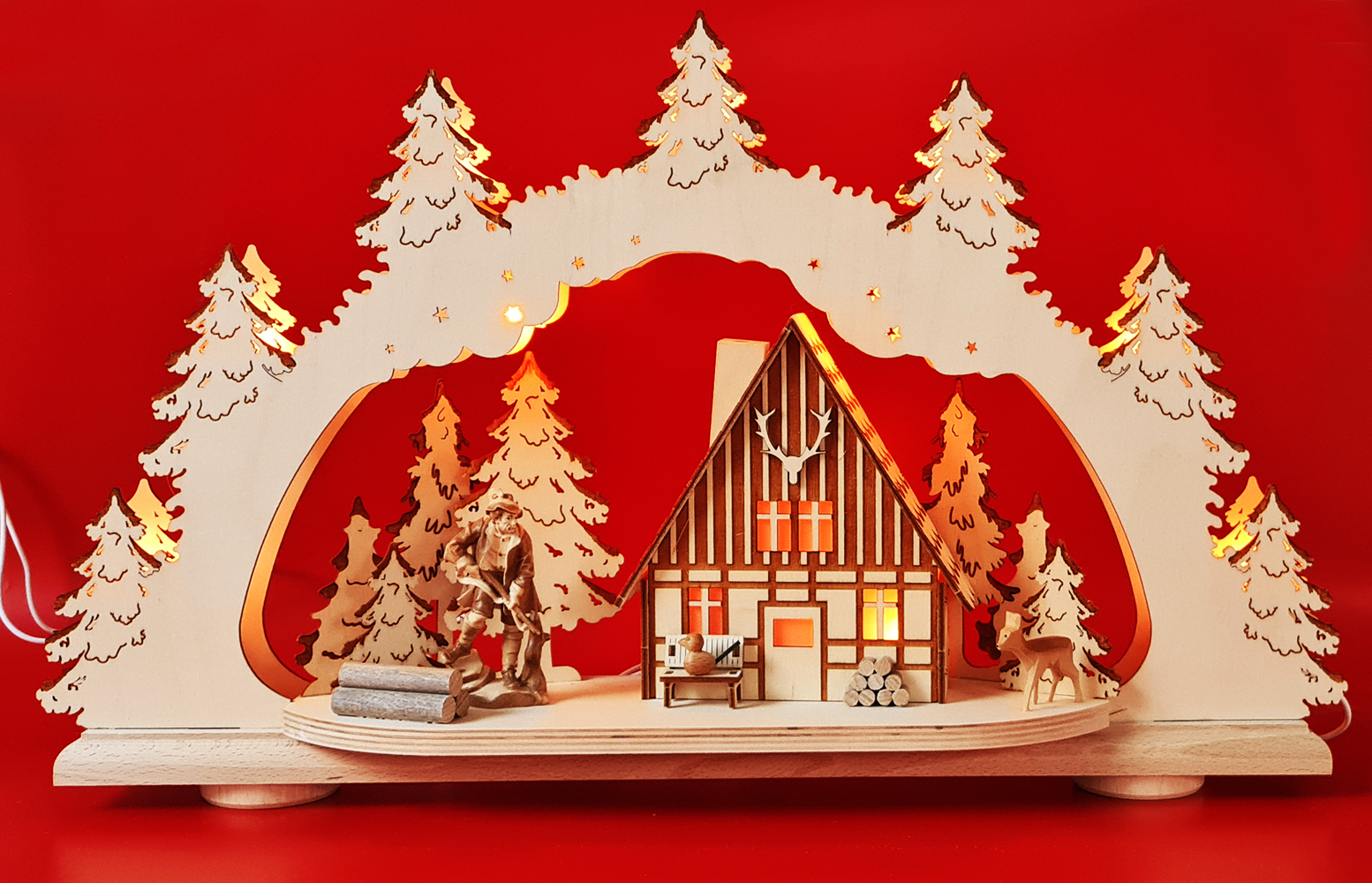 Schwibbogen 2D Wildschütz und Waldhaus rauchend | Erlebnisland ...